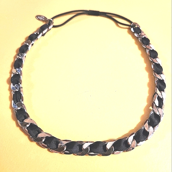 Cara Ny | Accessories | Cara Ny Silver Tone Black Ribbon Chain Link ...
